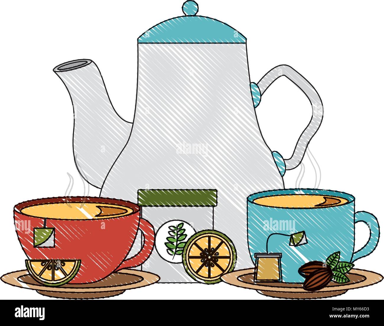delicious lemon tea set icons Stock Vector Image & Art - Alamy