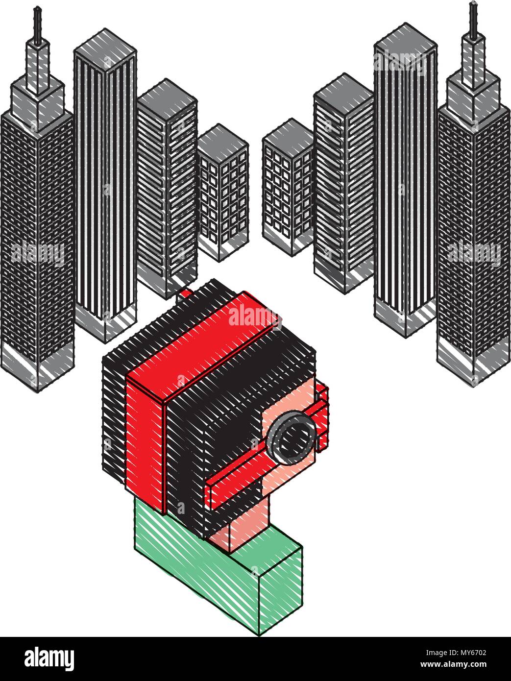 futuristic man with buildings isometric avatar Stock Vector Image & Art ...