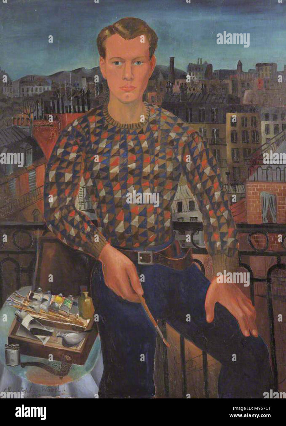 . English: Self portrait oil on canvas 129.5 x 96 cm 1927 signed b.l ...