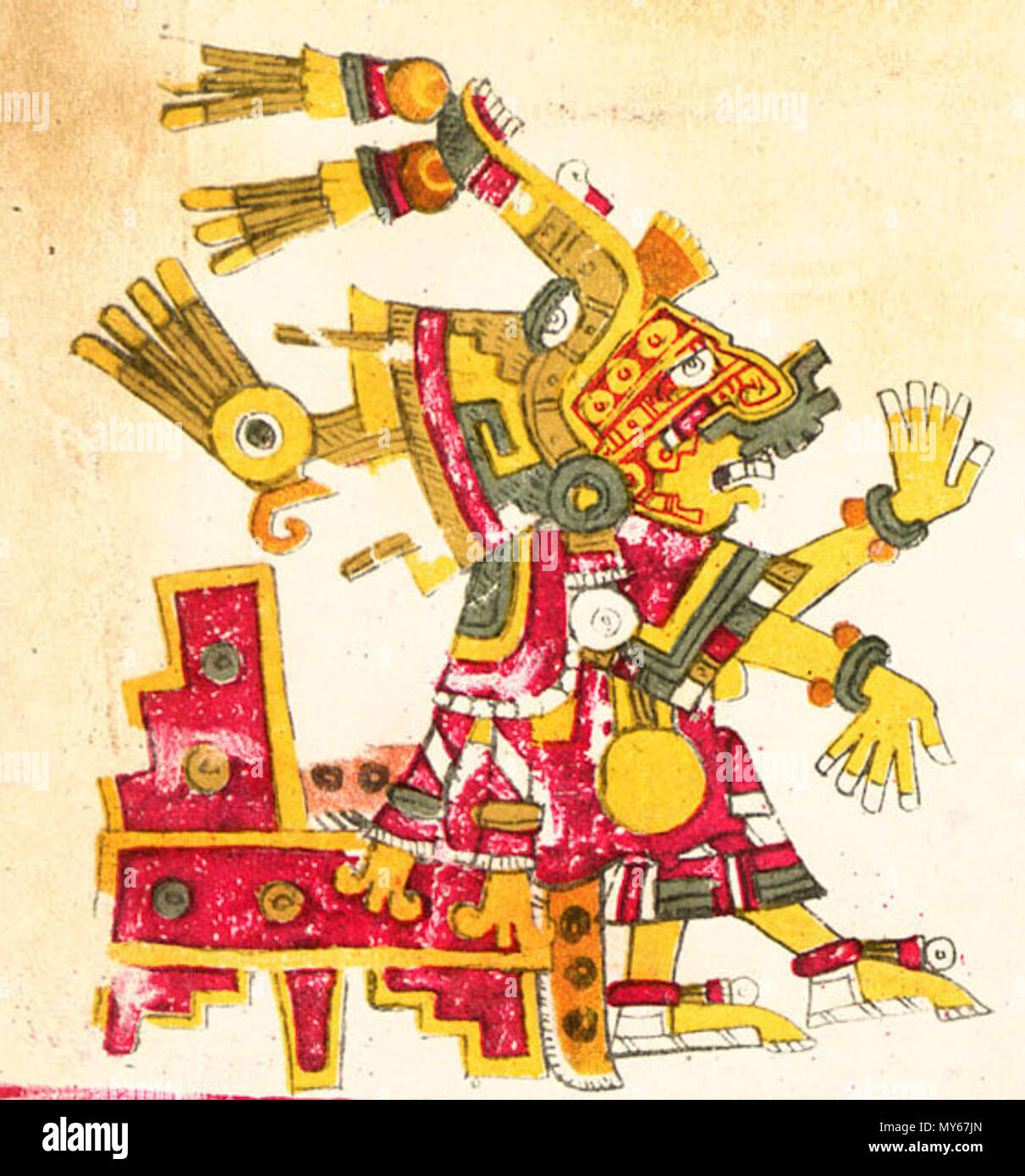 . English: A drawing of Xochiquetzal, one of the deities described in ...