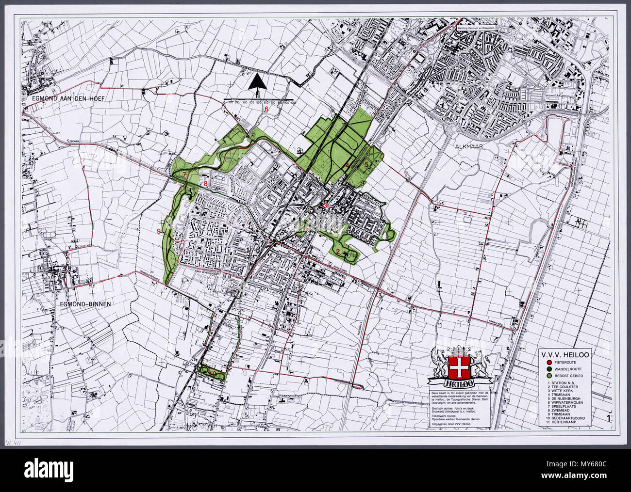 Heiloo 1983. Kaart van de gemeente Heiloo en omgeving. Met legenda ...
