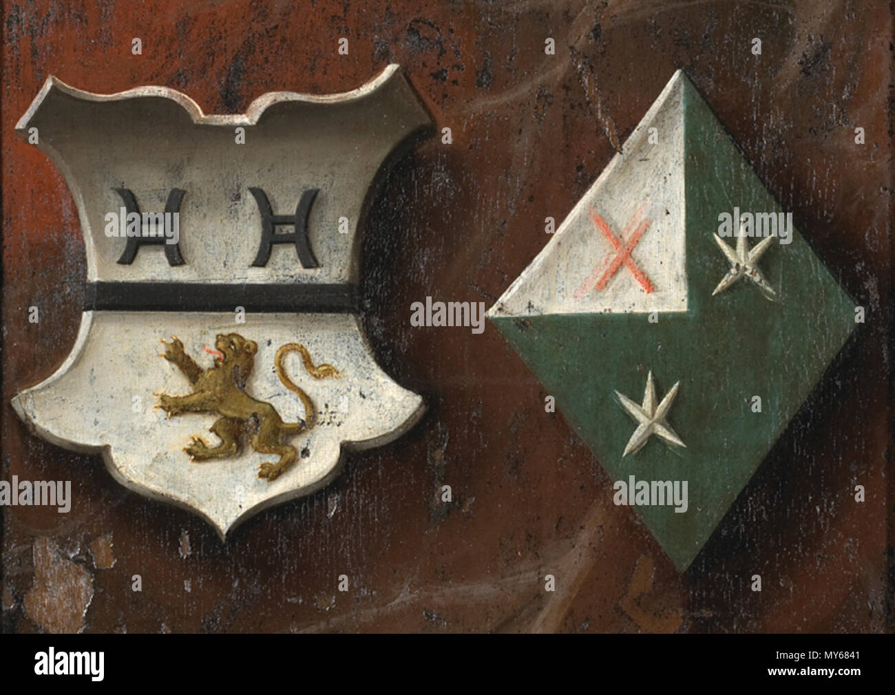 . English: Job triptych, left outer wing, detail. Nederlands: Job ...