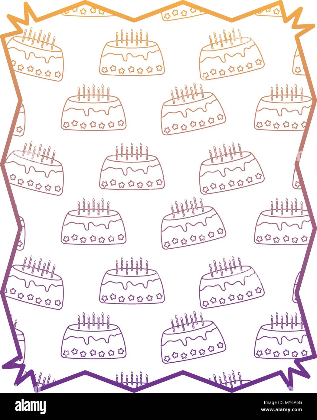 abstract frame with Birthday cake pattern over white background, vector ...
