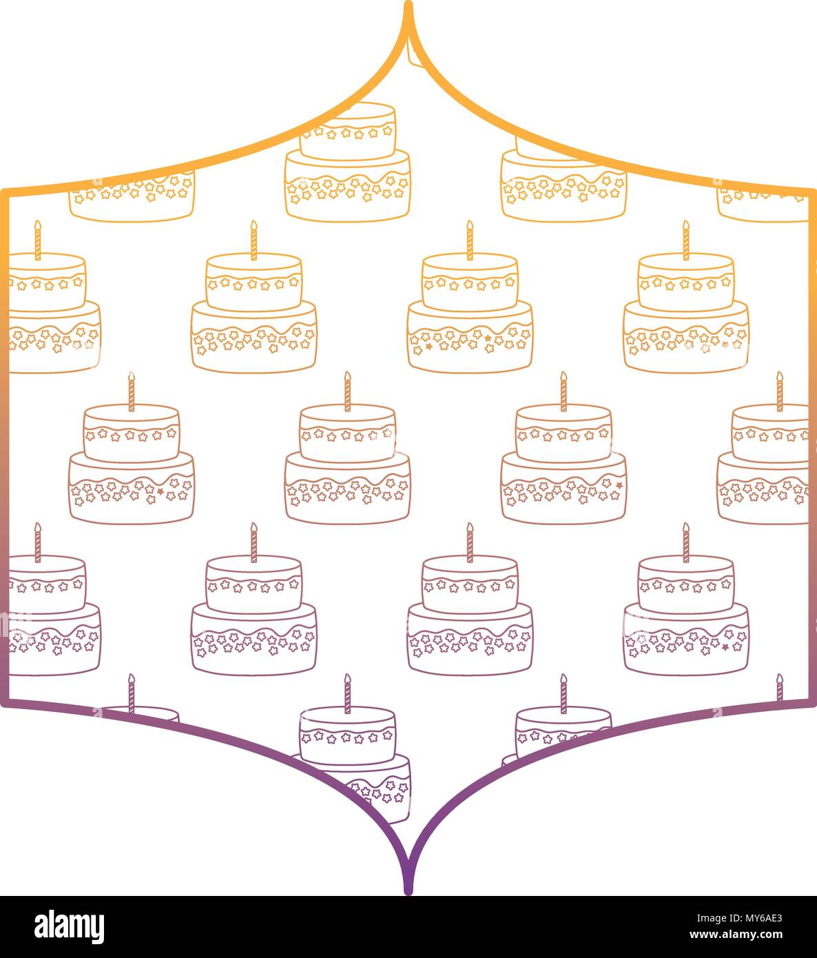 decorative frame with birthday cake design over white background ...