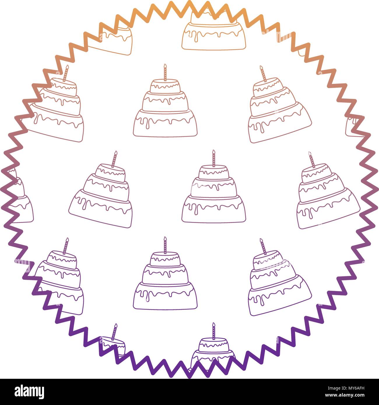 seal stamp with sweet cakes pattern over white background, vector ...