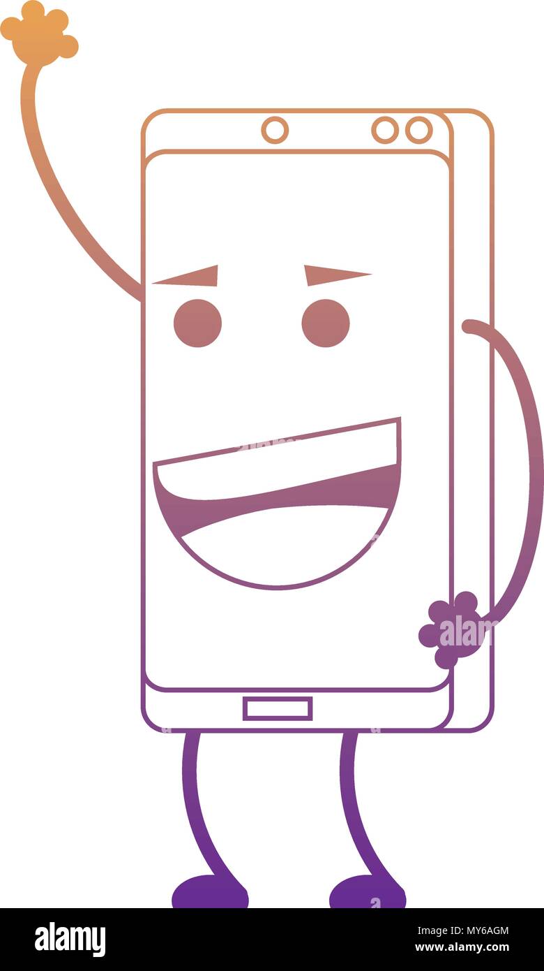 Cartoon happy smartphone over white background, colorful design. vector ...