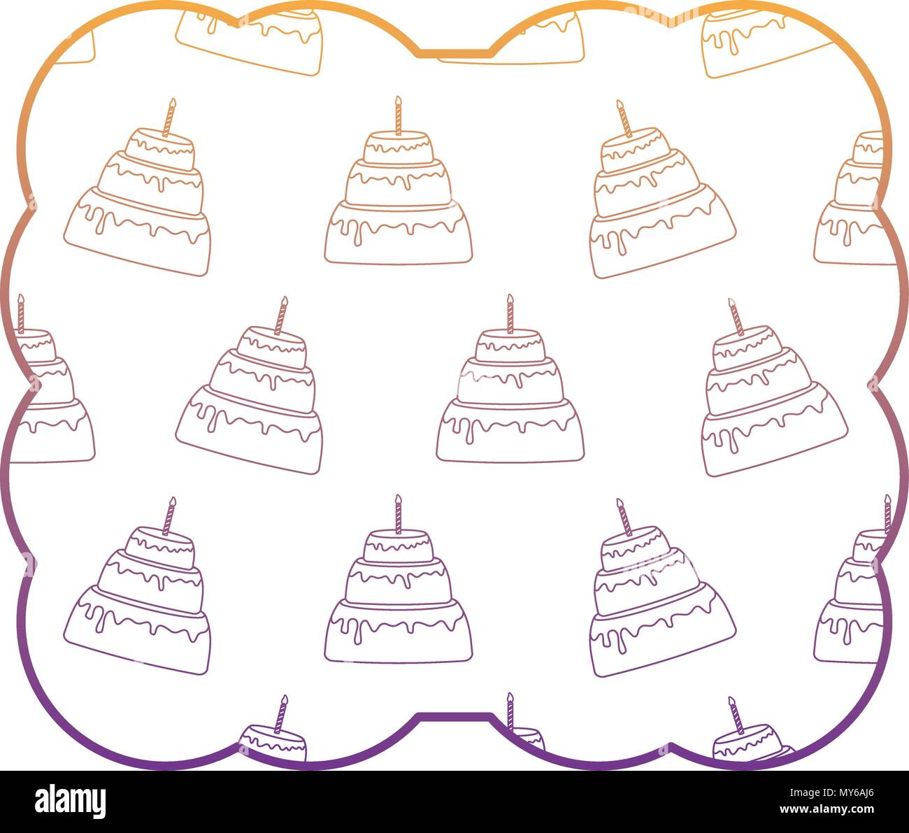 decorative frame with sweet cakes pattern over white background, vector ...