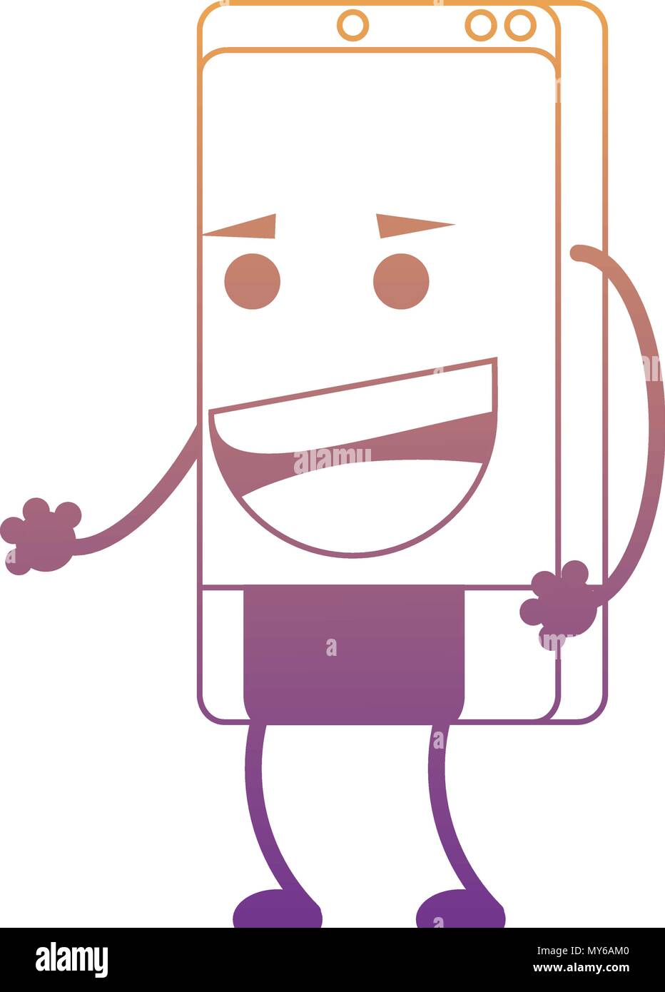 Cartoon happy smartphone over white background, vector illustration ...