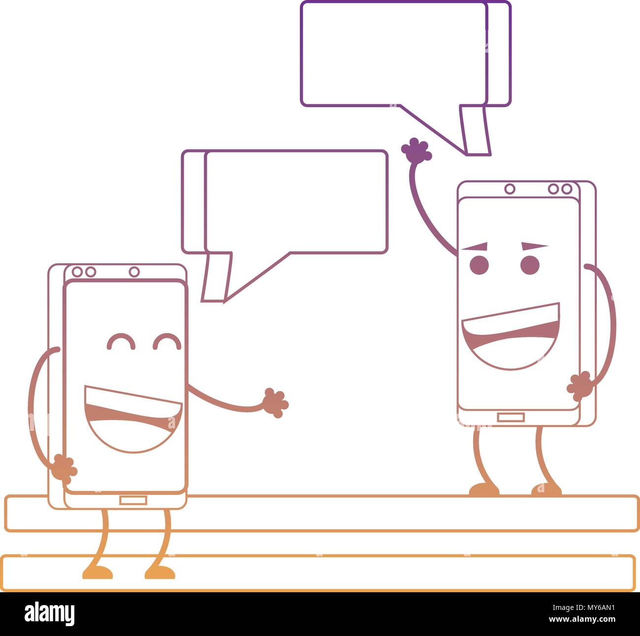 conversation of Cartoon smartphones over white background, vector ...