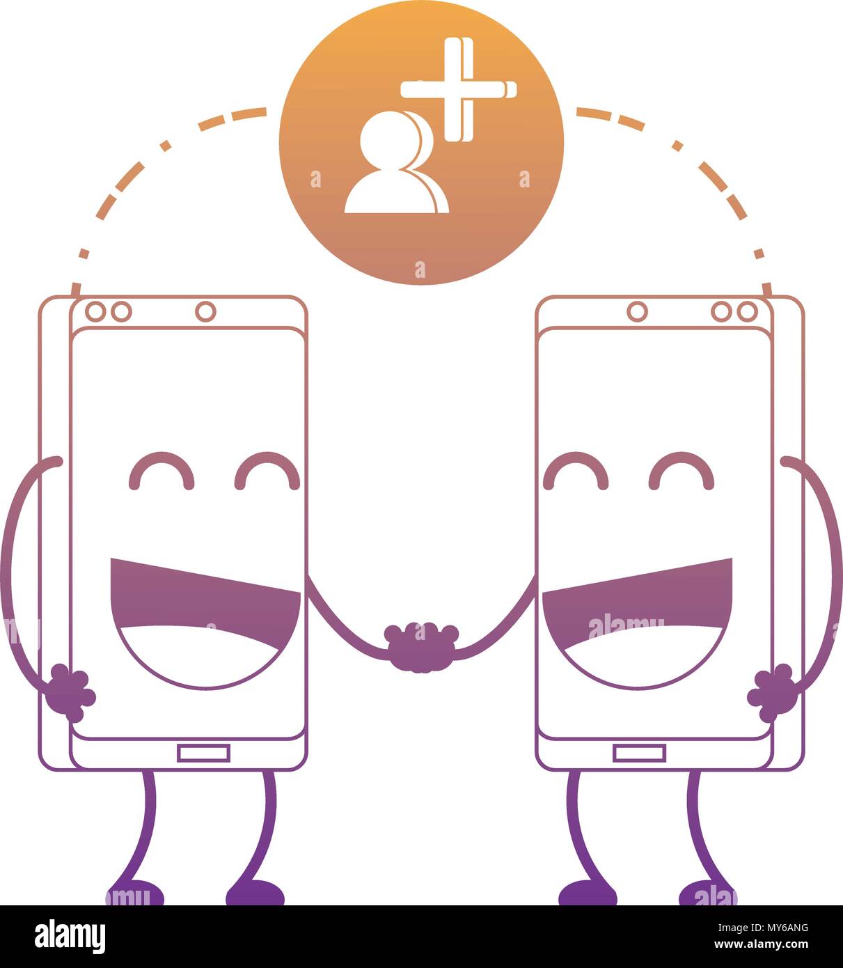Cartoon happy smartphones over white background, vector illustration ...