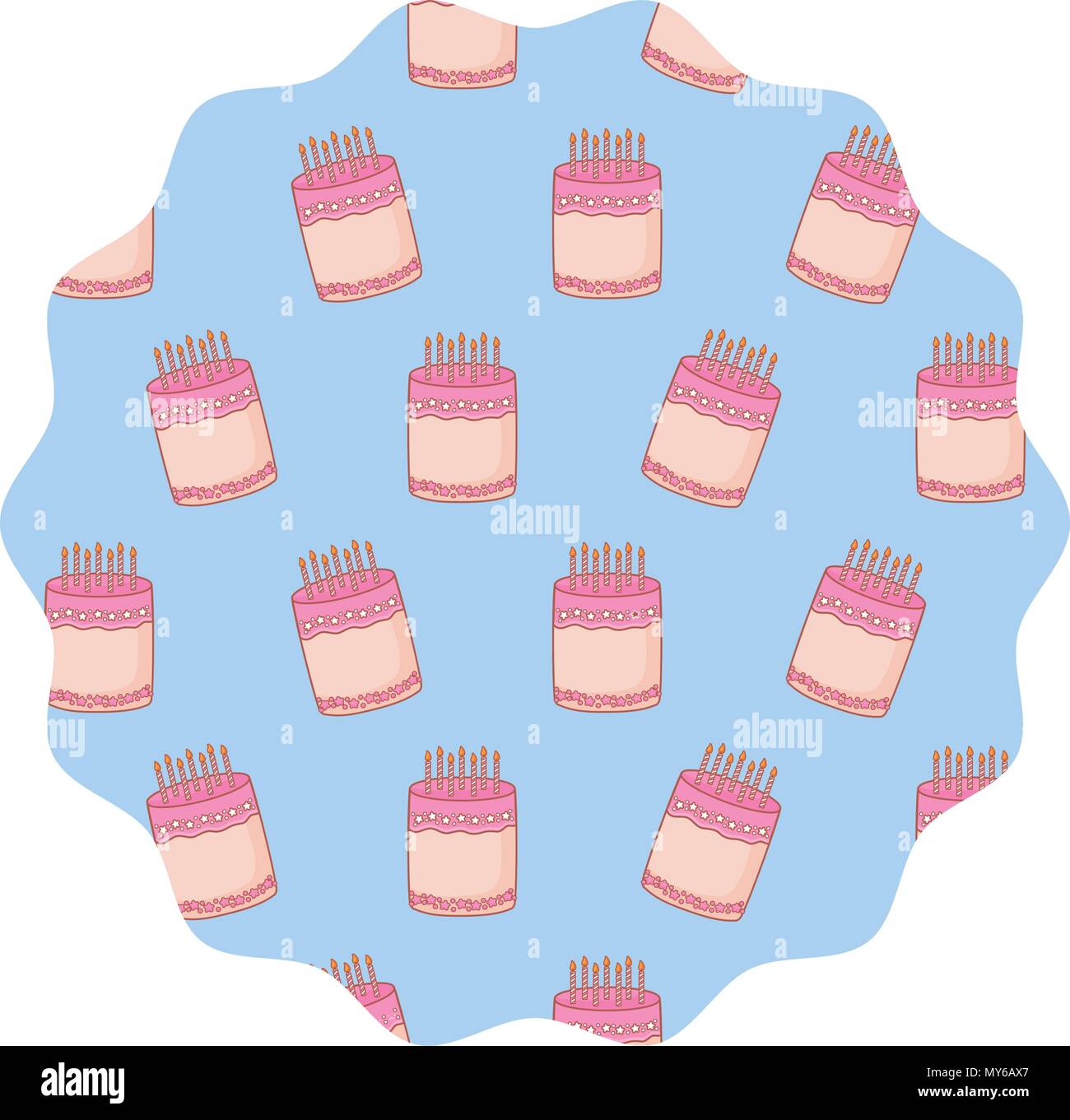 circular frame with sweet cakes pattern over white background, vector ...