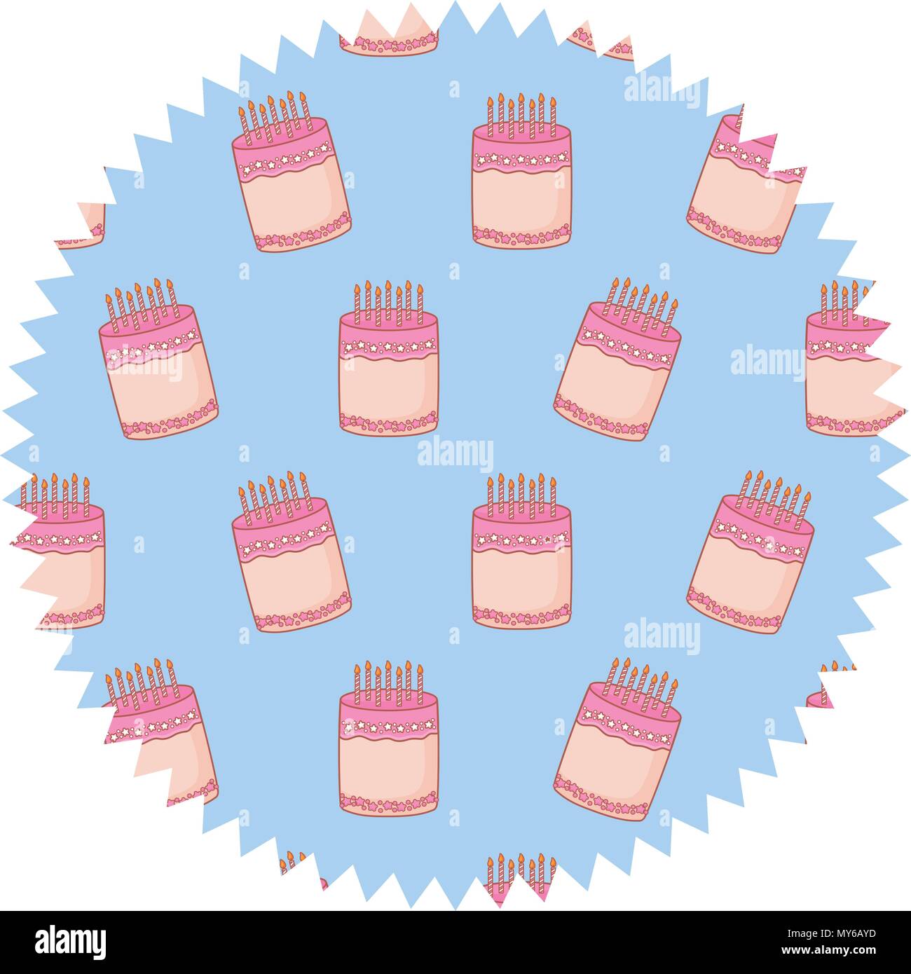 seal stamp with sweet cakes pattern over white background, vector ...