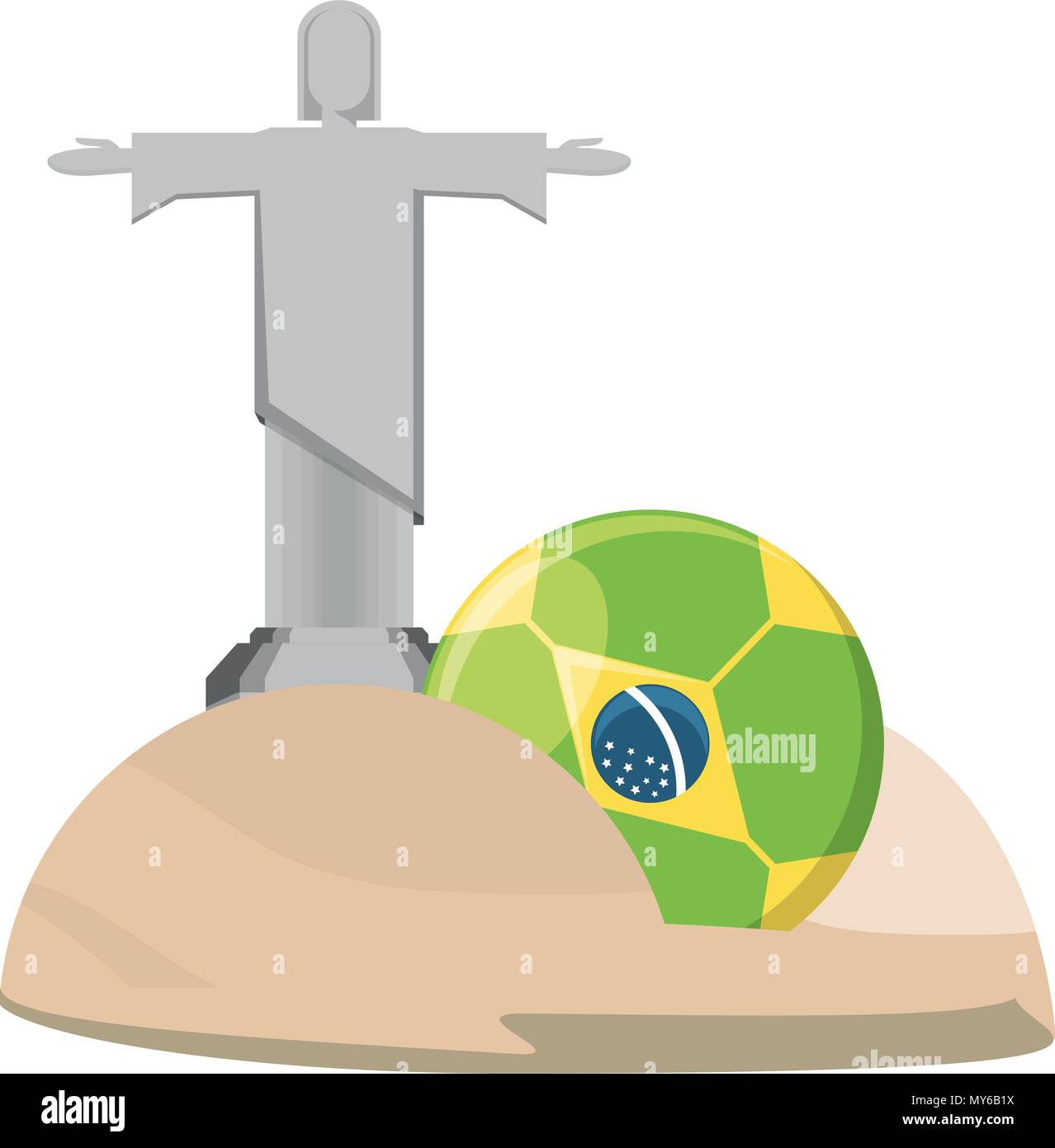 Christ the Redeemer statue and soccer ball with brazilian flag design ...