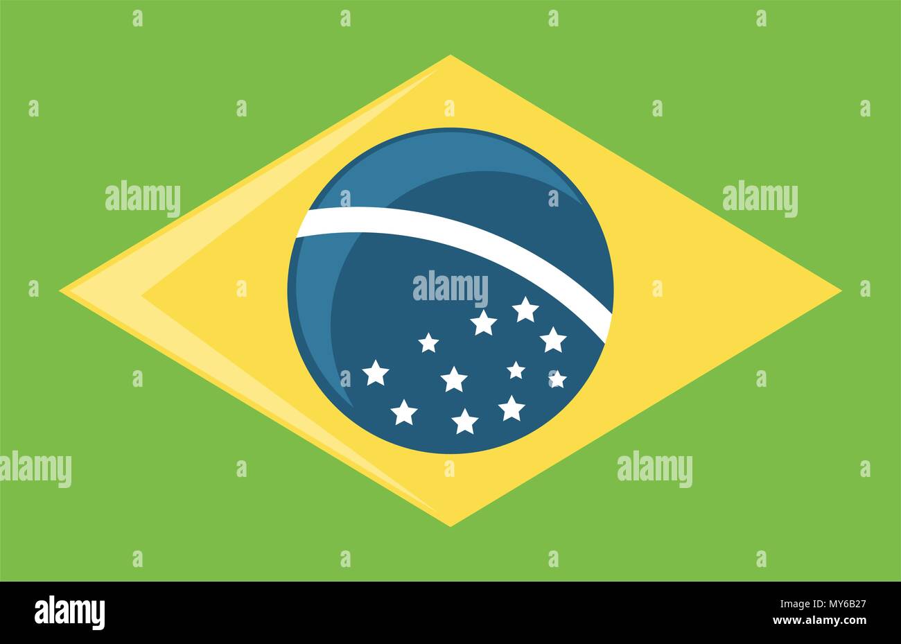 Brazil flag icon over white background, vector illustration Stock ...