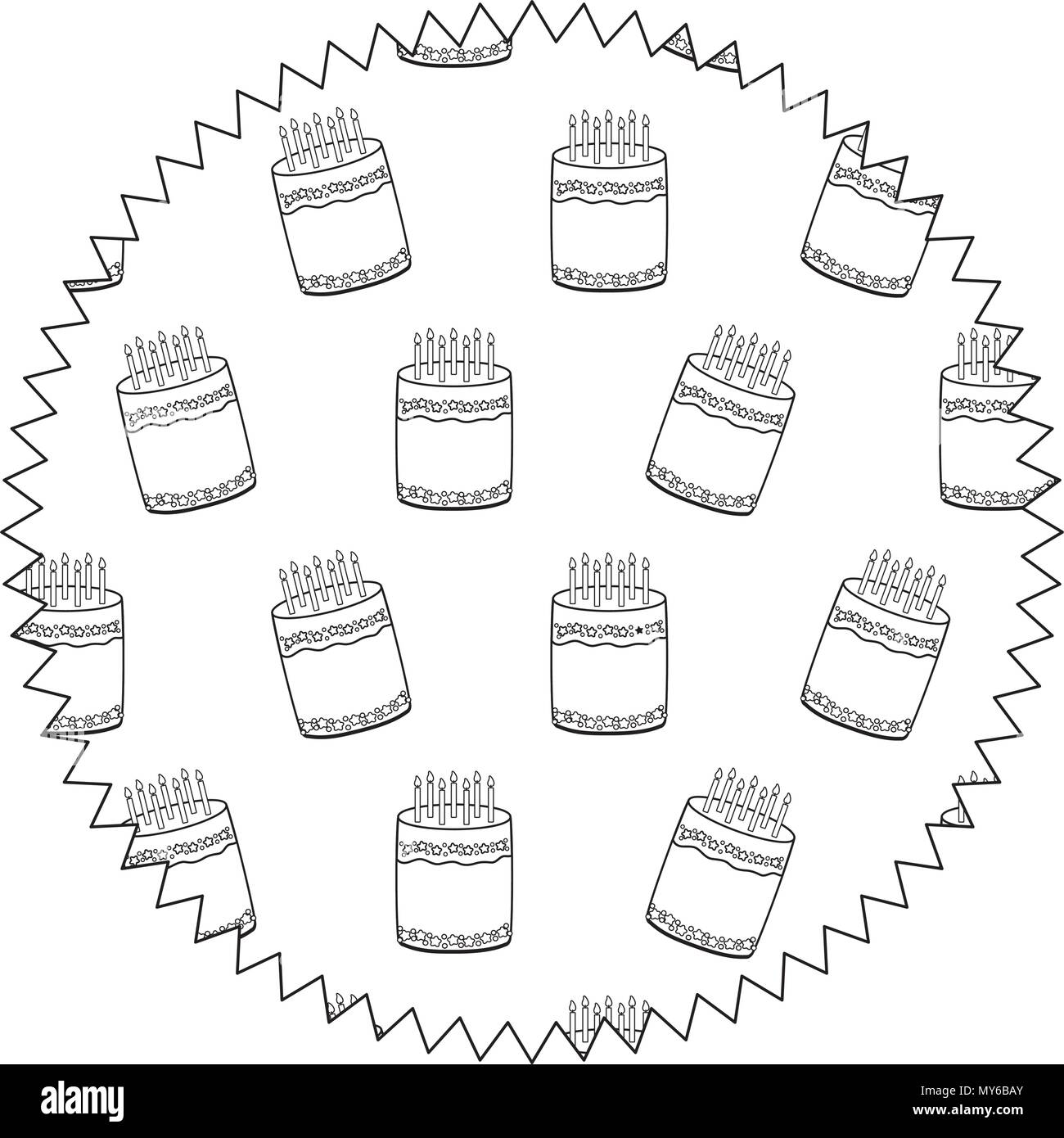 seal stamp with sweet cakes pattern over white background, vector ...