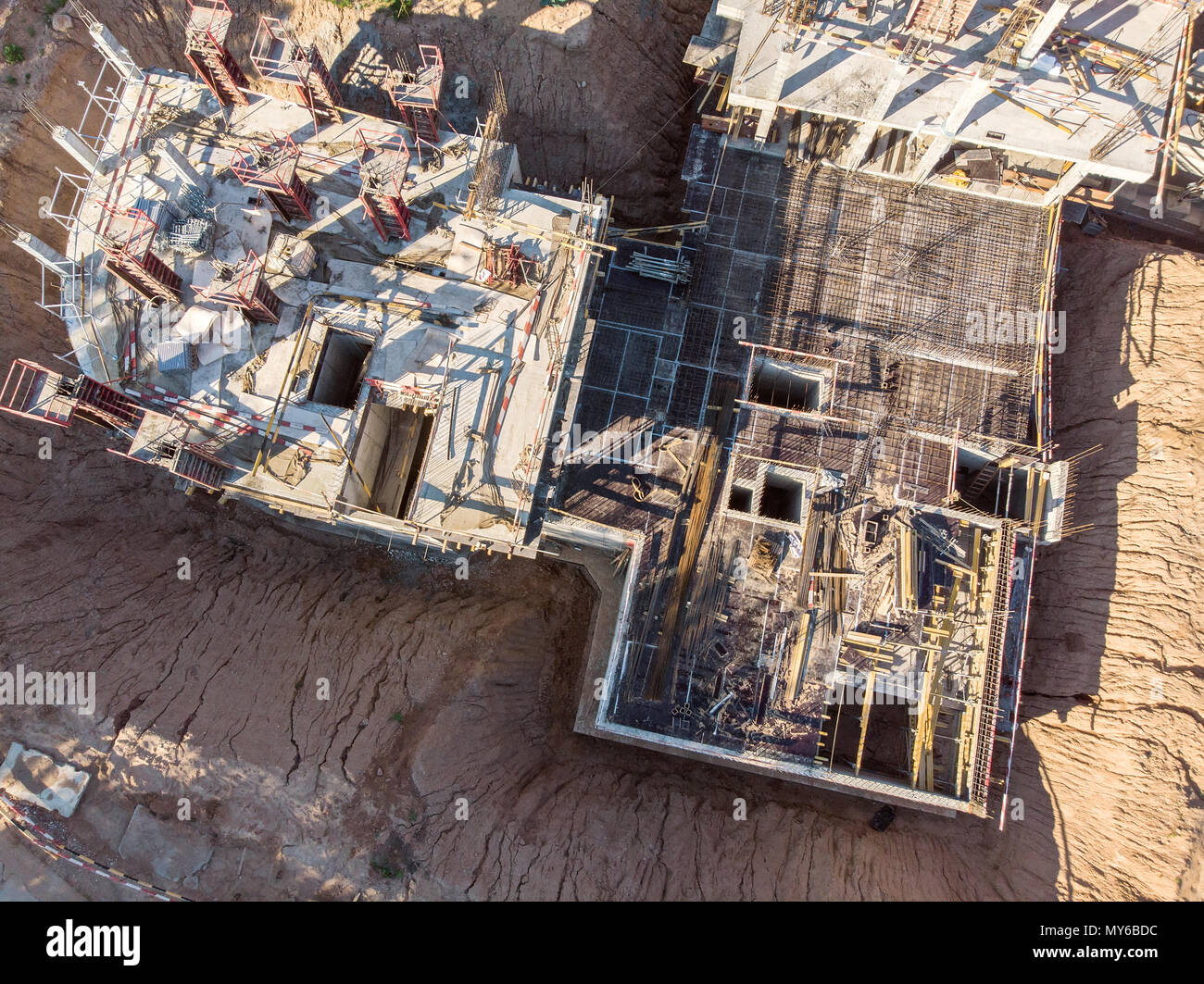 aerial view of construction site in progress. industrial area Stock ...