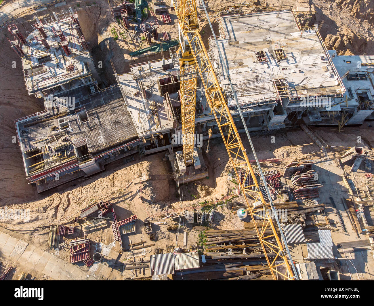 flying drone over construction site at sunny morning Stock Photo - Alamy