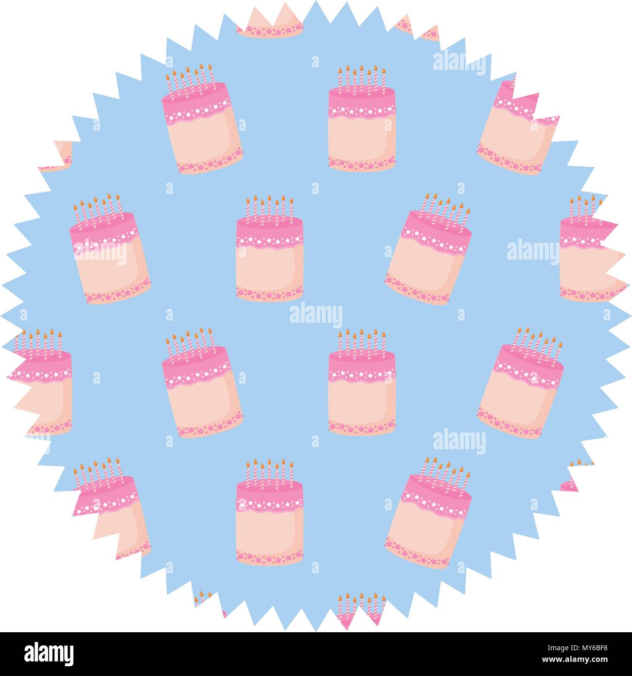 seal stamp with sweet cakes pattern over white background, vector ...