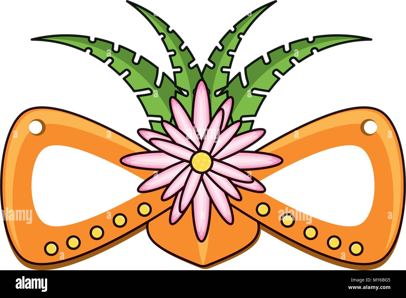 Carnival mask with decorative flowers over white background, vector ...