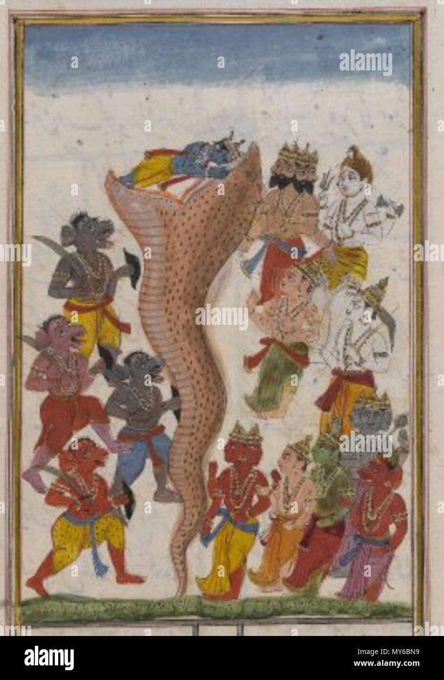 . Krishna Subdues the Serpent Aghasura, Page from an unidentified Hindu ...