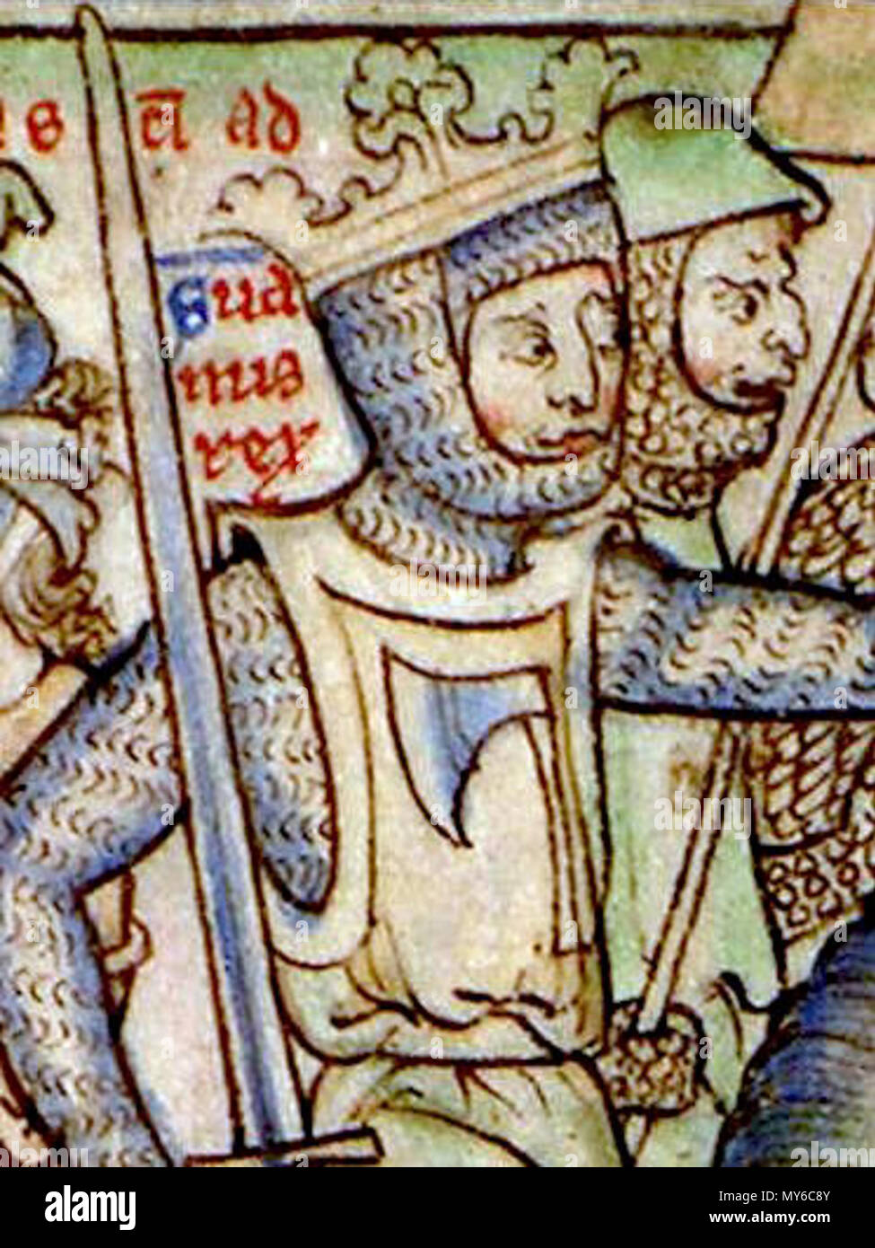 . English: Sweyn Forkbeard, detail of a mid-13th-century miniature ...