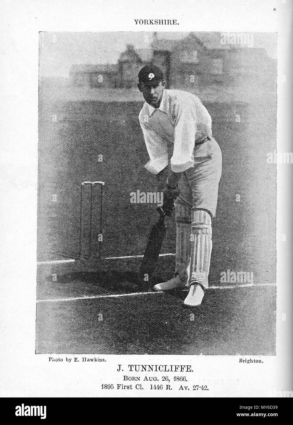 . English: Scan of cricketer John Tunnicliffe . 1896. Photo by E ...