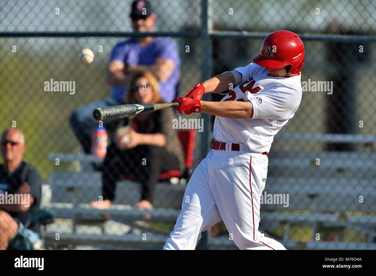 Batter making contact with a pitch. USA Stock Photo - Alamy