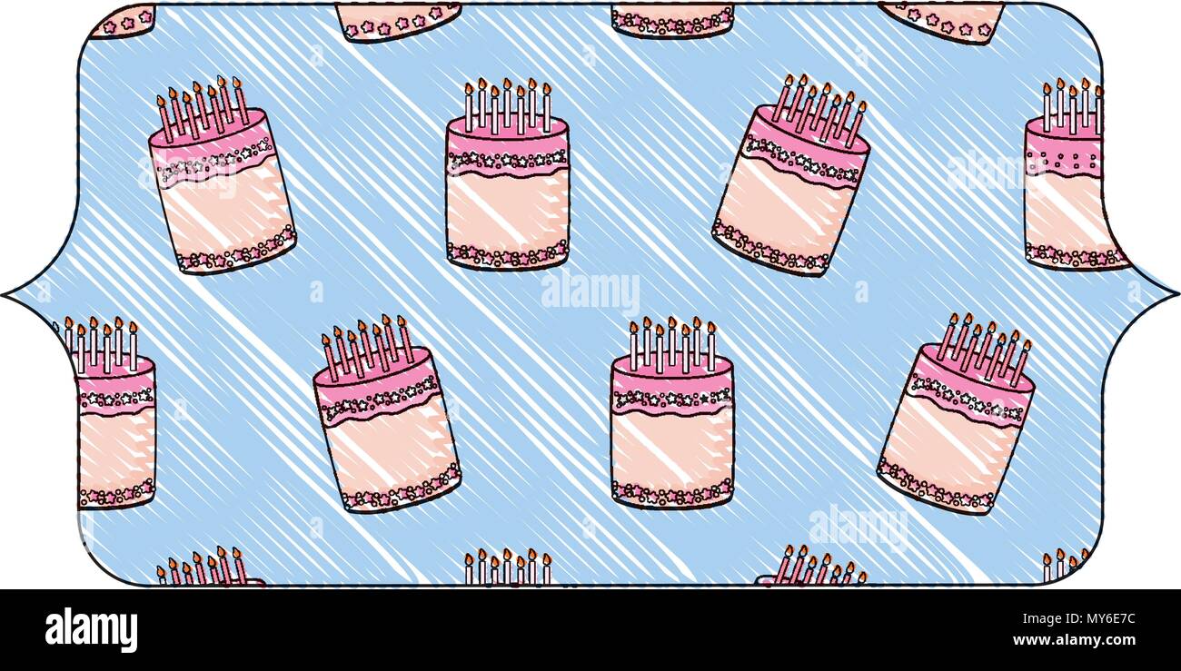 banner with sweet cakes pattern over white background, vector ...