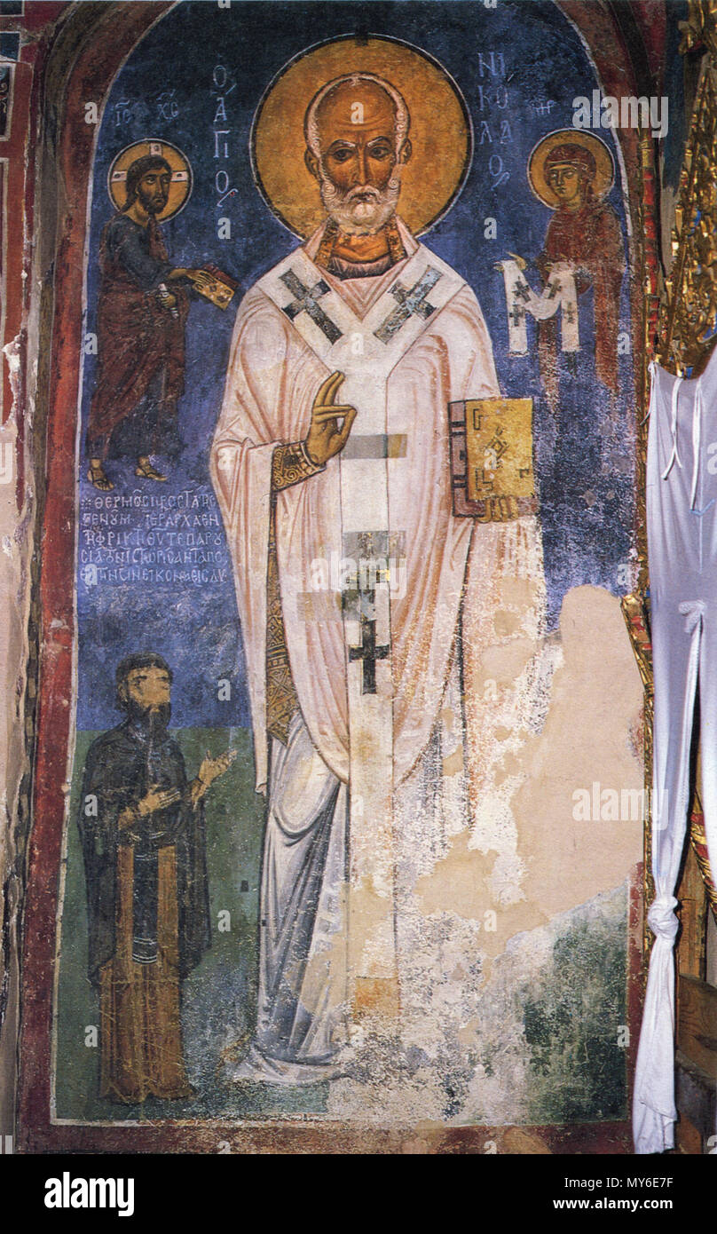 . English: St. Nicholas. Painting in the church Agios Nikolaos tis ...