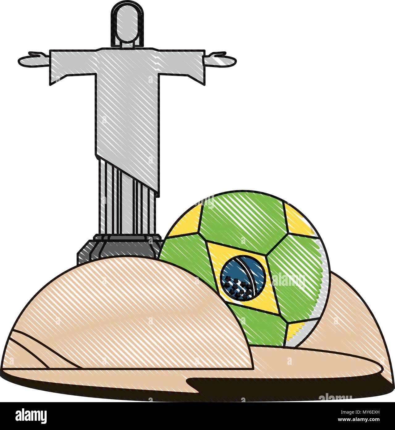 Christ the Redeemer statue and soccer ball with brazilian flag design ...