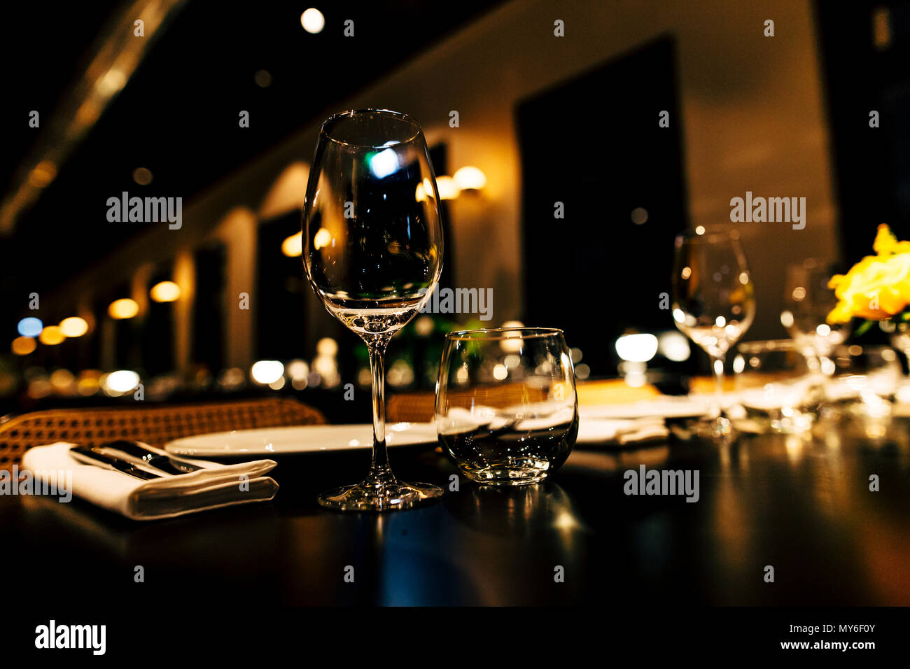 Luxury table settings for fine dining with and glassware, beautiful ...