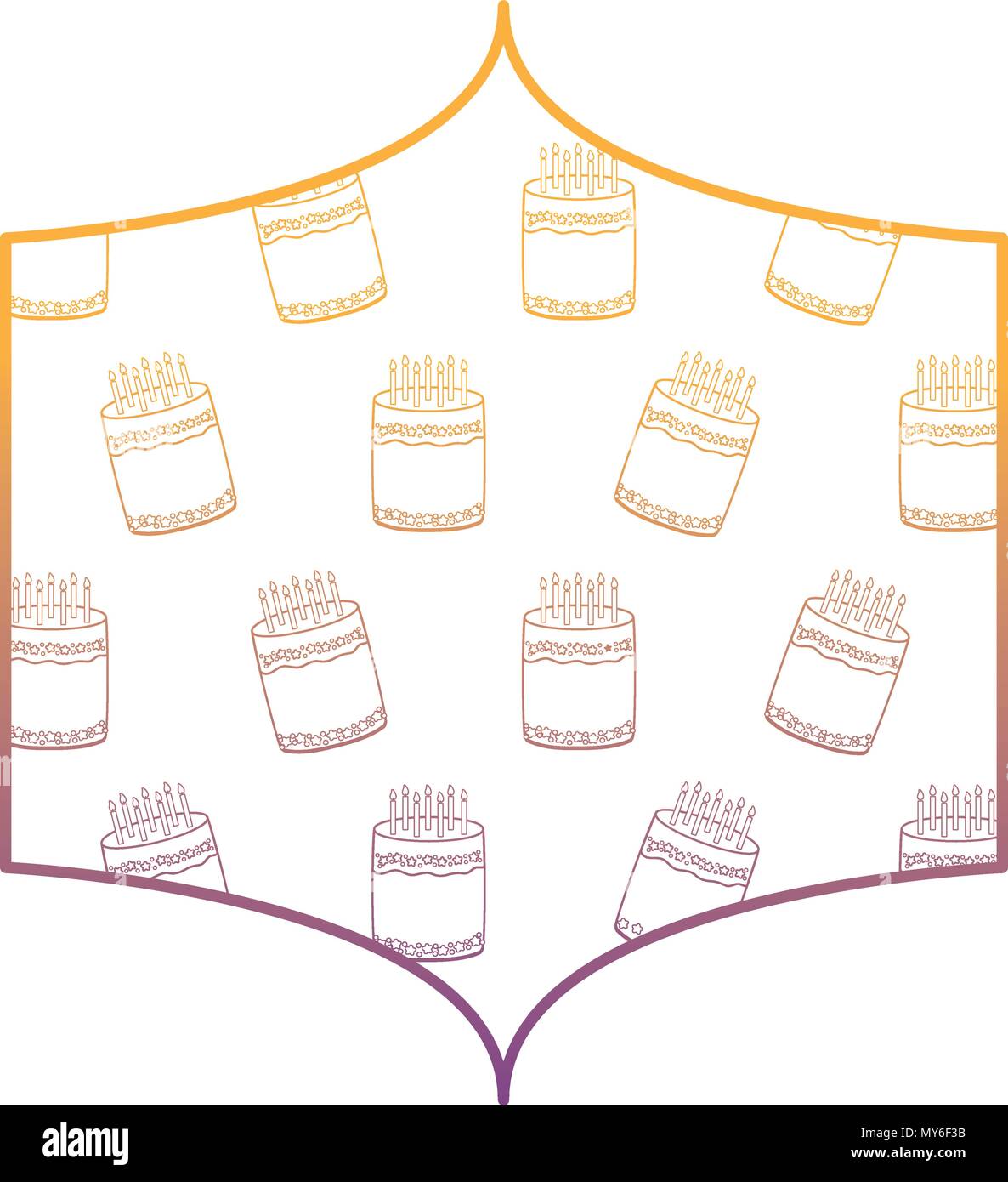 decorative frame with sweet cakes pattern over white background, vector ...
