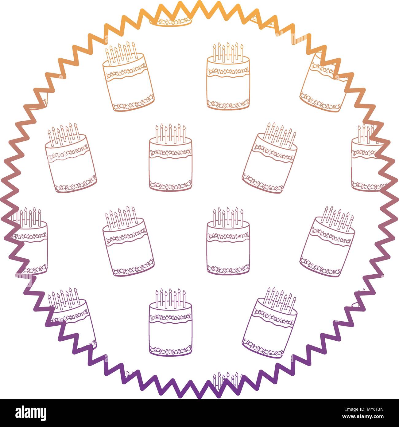 seal stamp with sweet cakes pattern over white background, vector ...