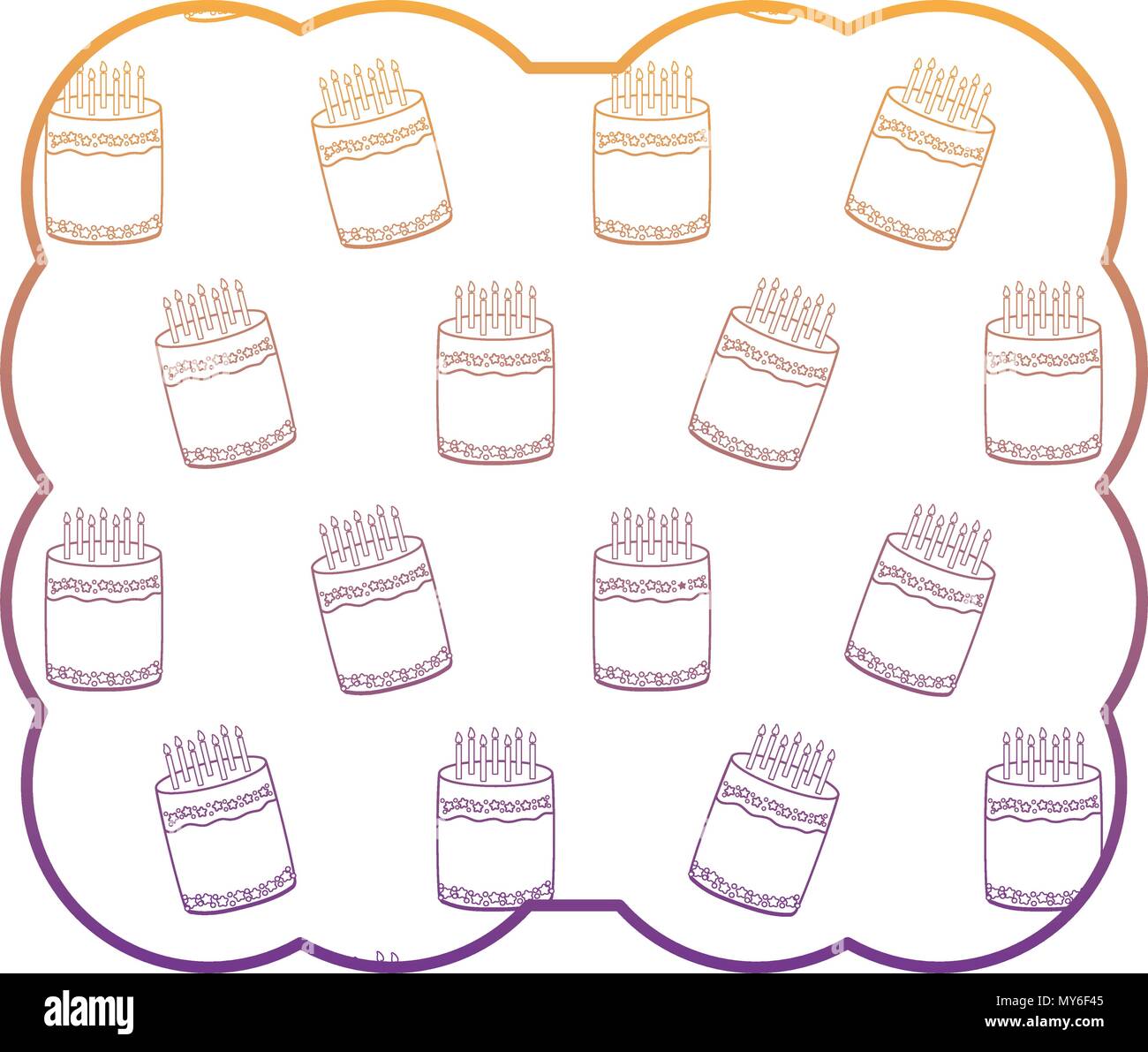 decorative frame with sweet cakes pattern over white background, vector ...