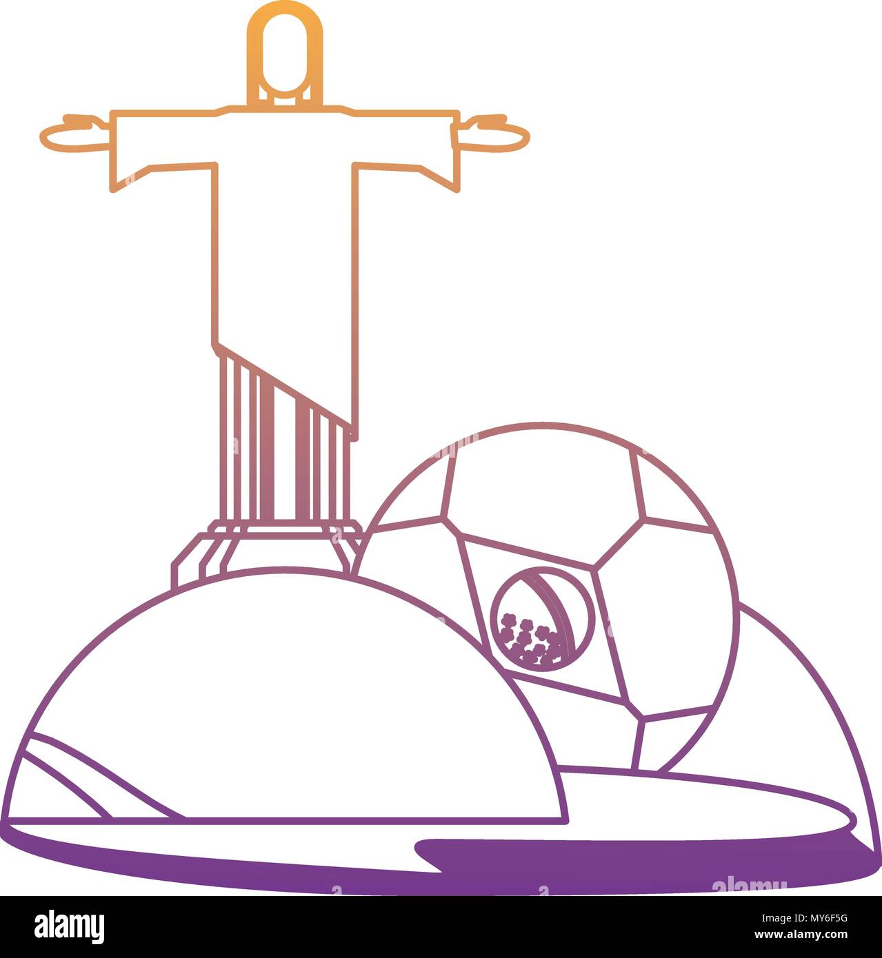 Christ the Redeemer statue and soccer ball with brazilian flag design ...