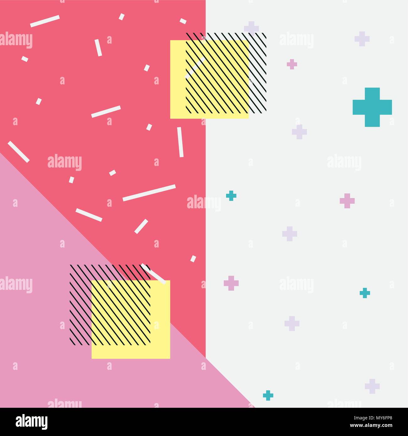 Background of memphis style design with geometric shapes, colorful ...