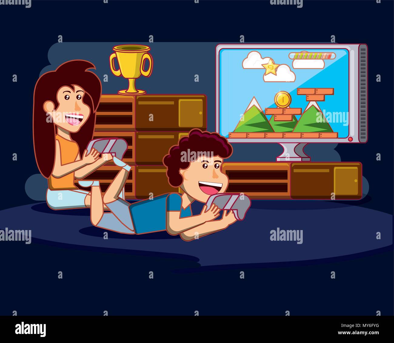 Kids Playing Video Games Clip Art Kids Playing Video Games Vector Art,