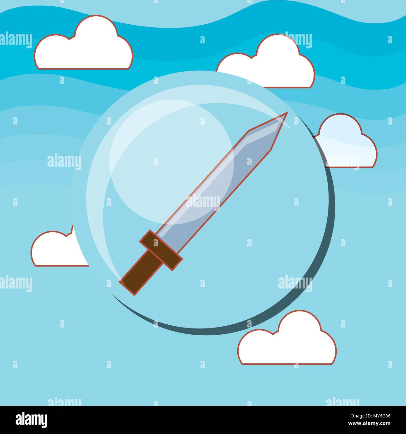 sword icon over sky background, colorful design. vector illustration ...