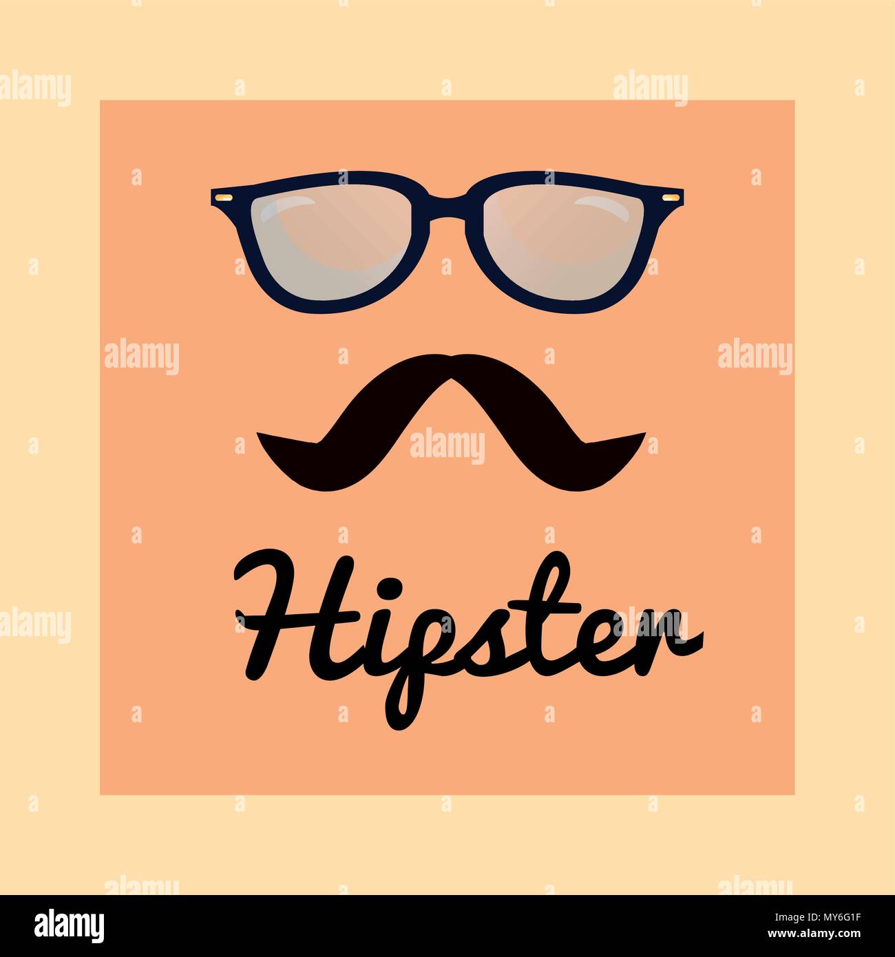 Hipster style design with glasses and mustache over orange background ...