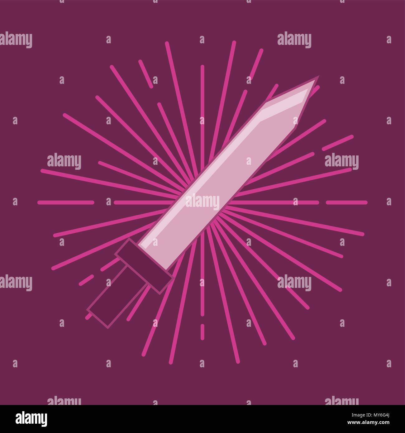 sword icon over red background, colorful design. vector illustration ...