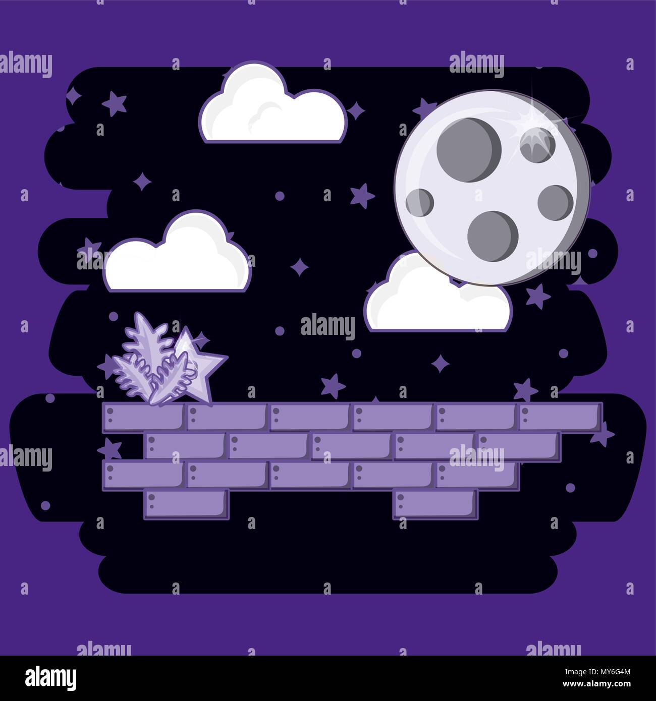 Video game interface over night background, colorful design. vector ...