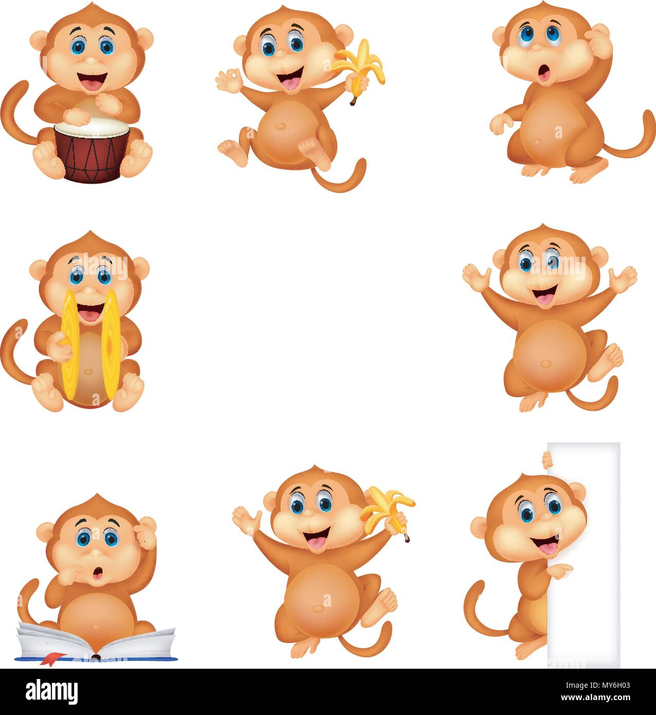 Cartoon monkey collection set Stock Vector Image & Art - Alamy