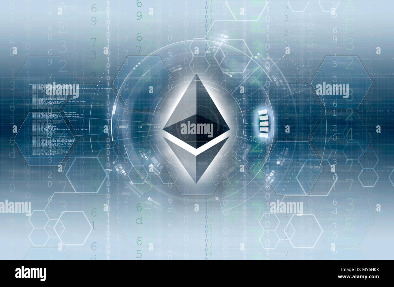 Ethereum and blockchain technology illustration Stock Photo - Alamy
