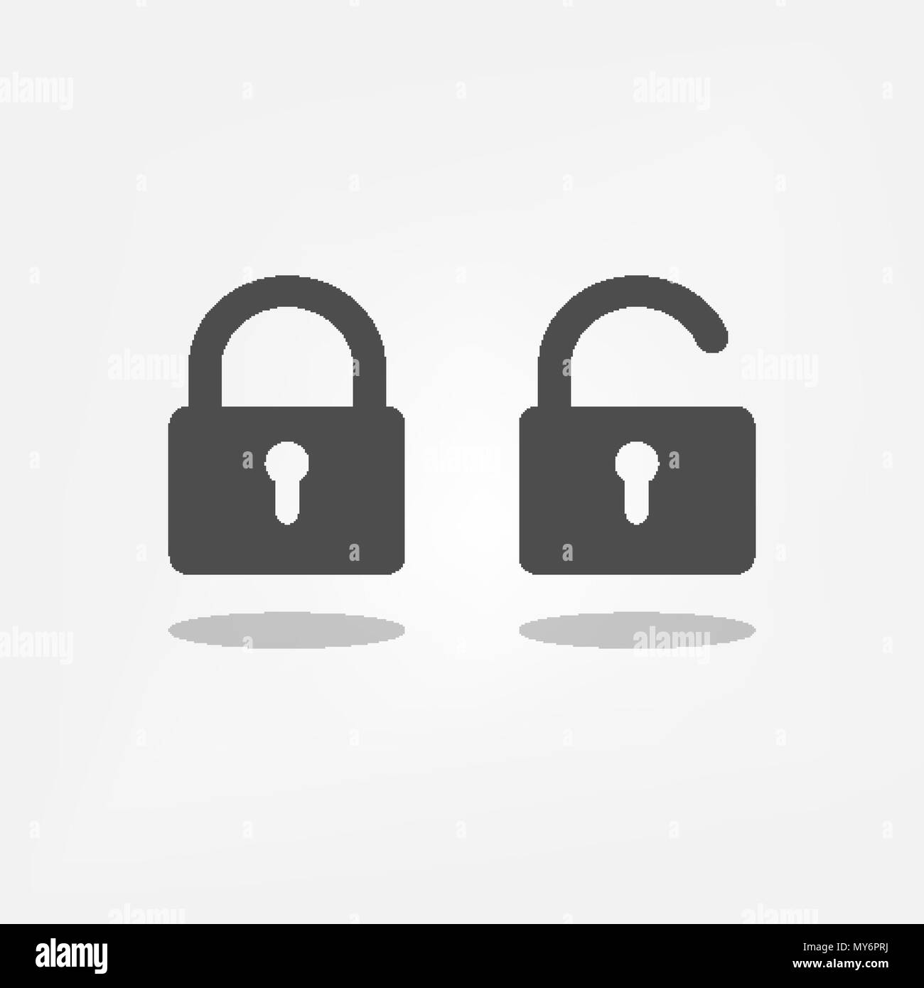 Closed down and opened up lock icons Stock Vector Image & Art - Alamy