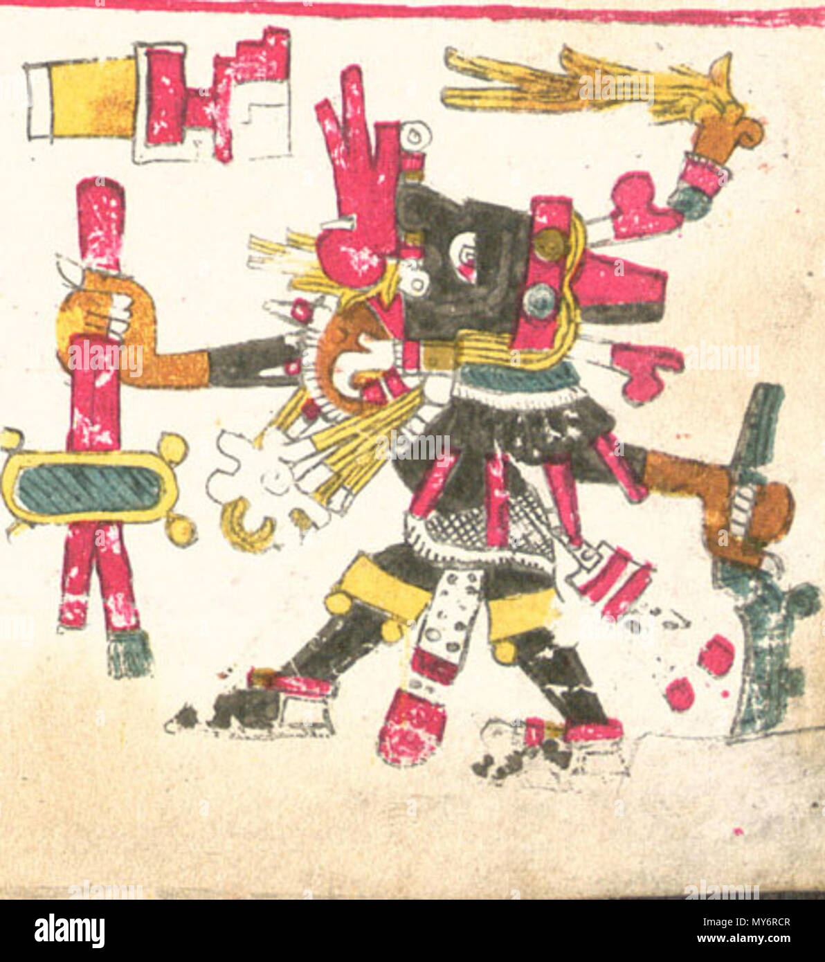 . English: A drawing of Ehecatl, one of the deities described in the ...