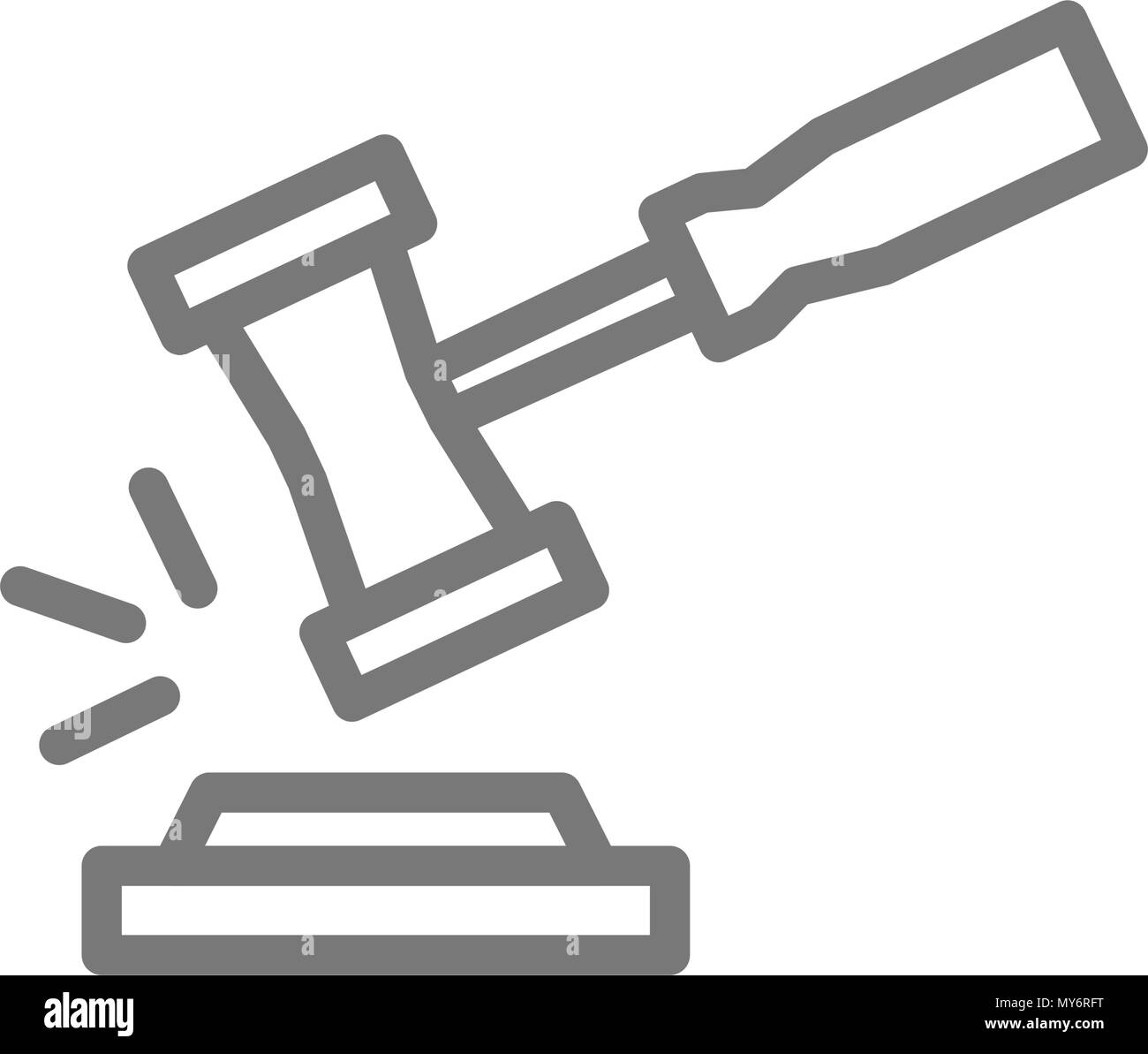 Simple judge or auction hammer line icon. Symbol and sign vector ...