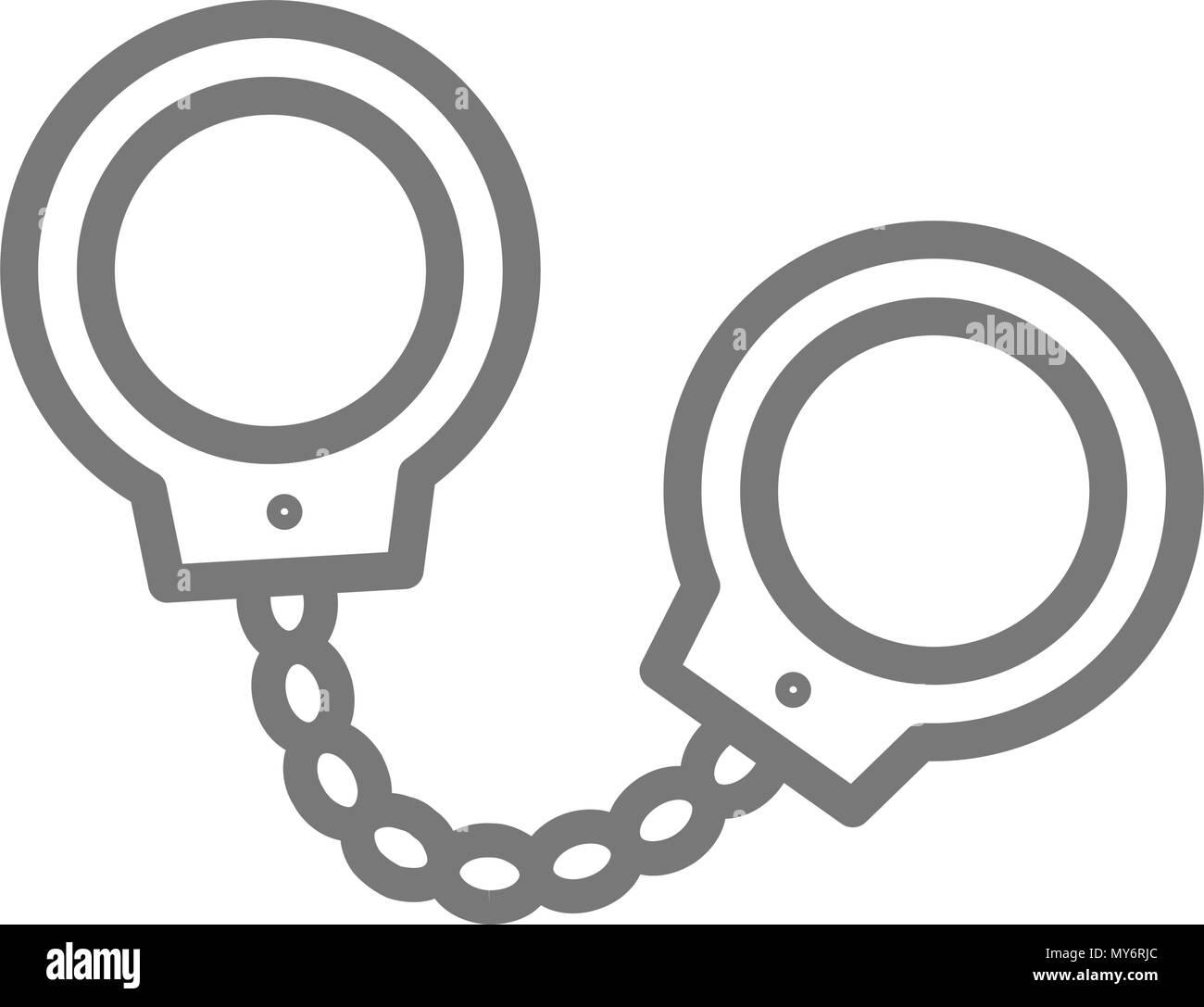 Simple handcuffs, manacle line icon. Symbol and sign vector ...