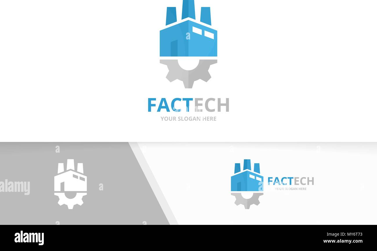 Vector factory and gear logo combination. Industry and mechanic symbol ...