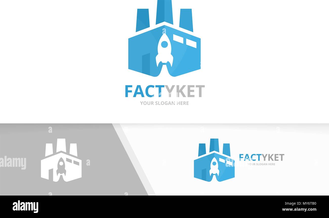 Vector factory and rocket logo combination. Industry and airplane ...