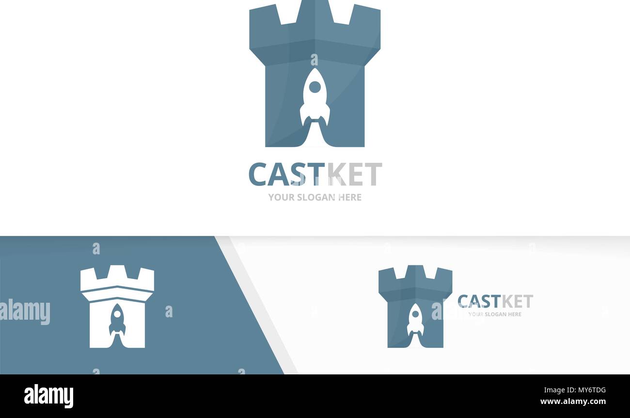 Vector castle and rocket logo combination. Tower and airplane symbol or ...